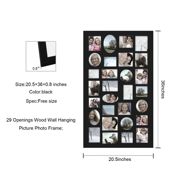Adeco Trading 29 Opening Decorative Wood Photo Collage Wall Hanging Picture Frame & Reviews ...